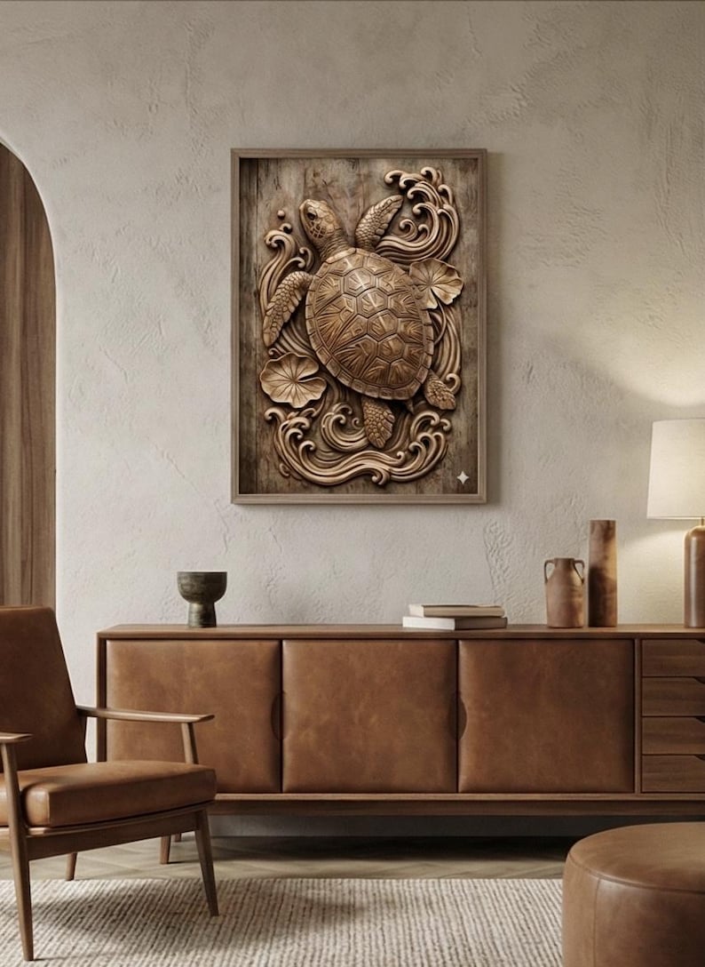 Sea Turtle 3D Relief – STL File for CNC & 3D Printing. Ocean Wall Art ...