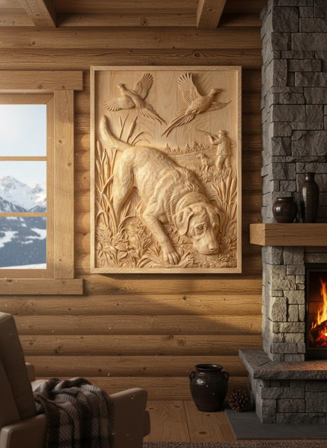 Labrador Hunting 3D Relief – STL File for CNC & 3D Printing. Wildlife ...