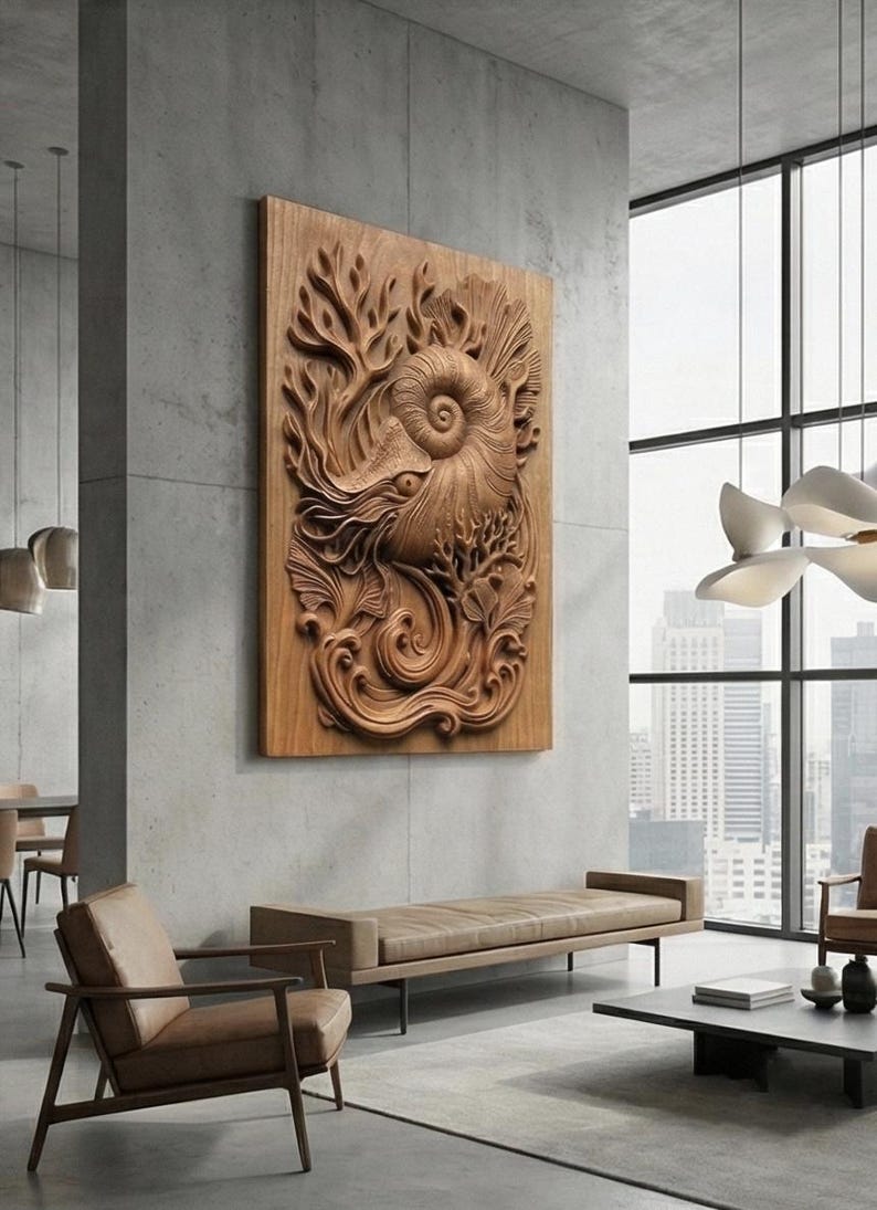 Nautilus 3D Relief – STL File for CNC & 3D Printing. Ocean Wall Art. - Etsy
