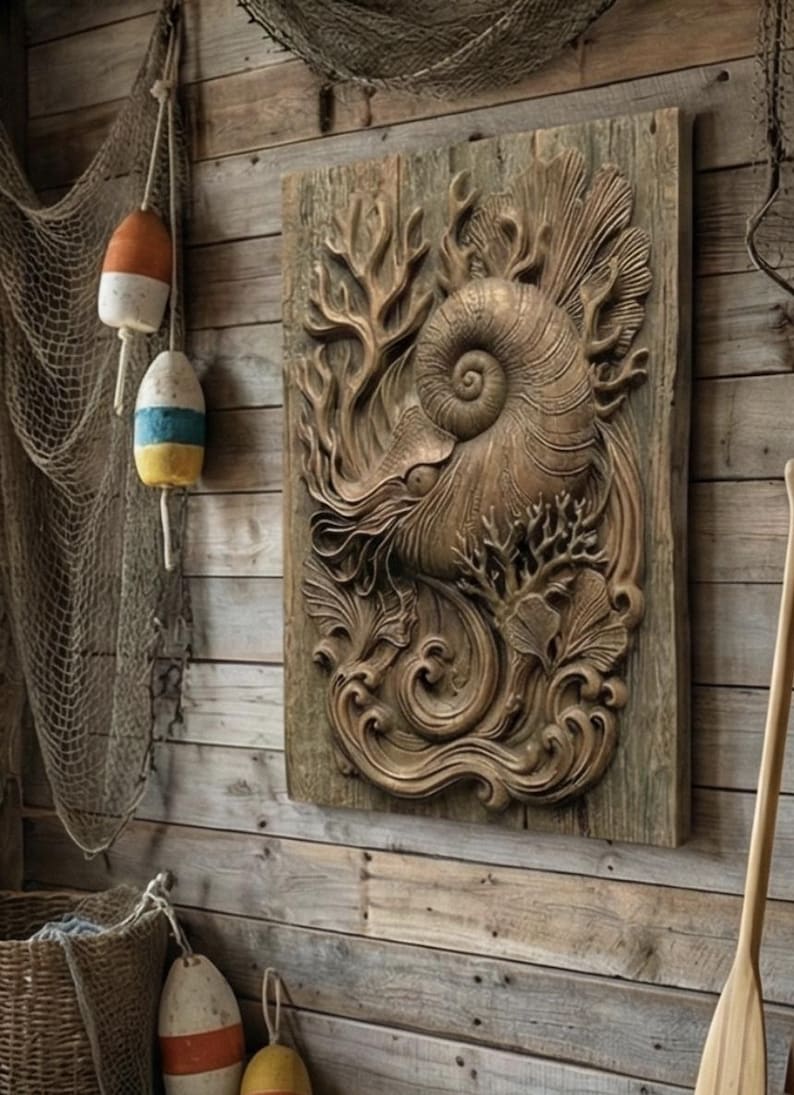 Nautilus 3D Relief – STL File for CNC & 3D Printing. Ocean Wall Art. - Etsy