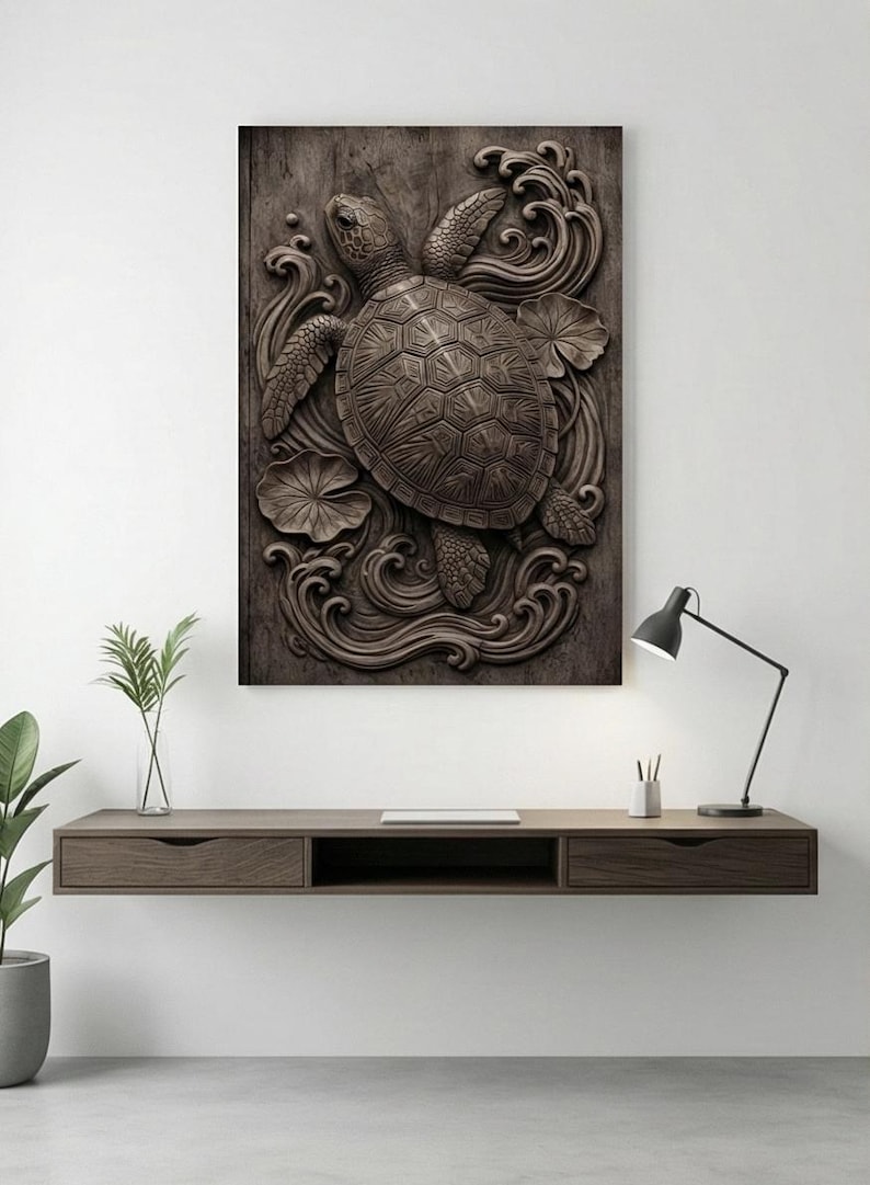 Sea Turtle 3D Relief – STL File for CNC & 3D Printing. Ocean Wall Art ...