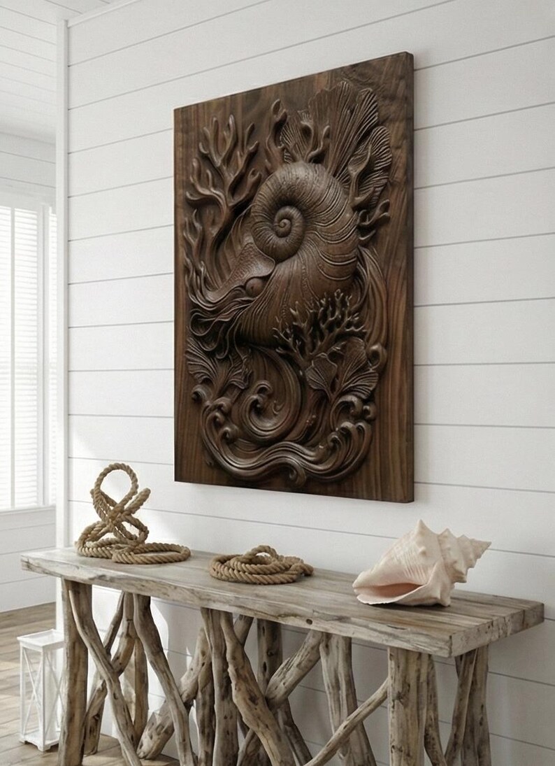 Nautilus 3D Relief – STL File for CNC & 3D Printing. Ocean Wall Art. - Etsy