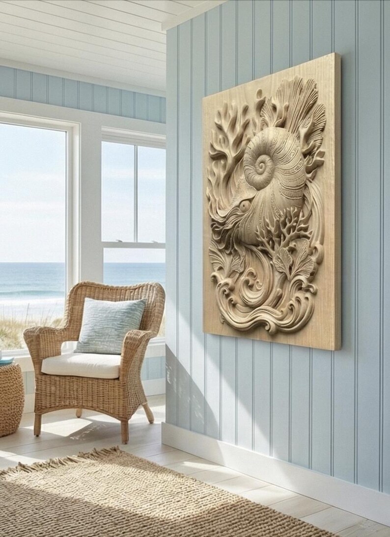 Nautilus 3D Relief – STL File for CNC & 3D Printing. Ocean Wall Art. - Etsy