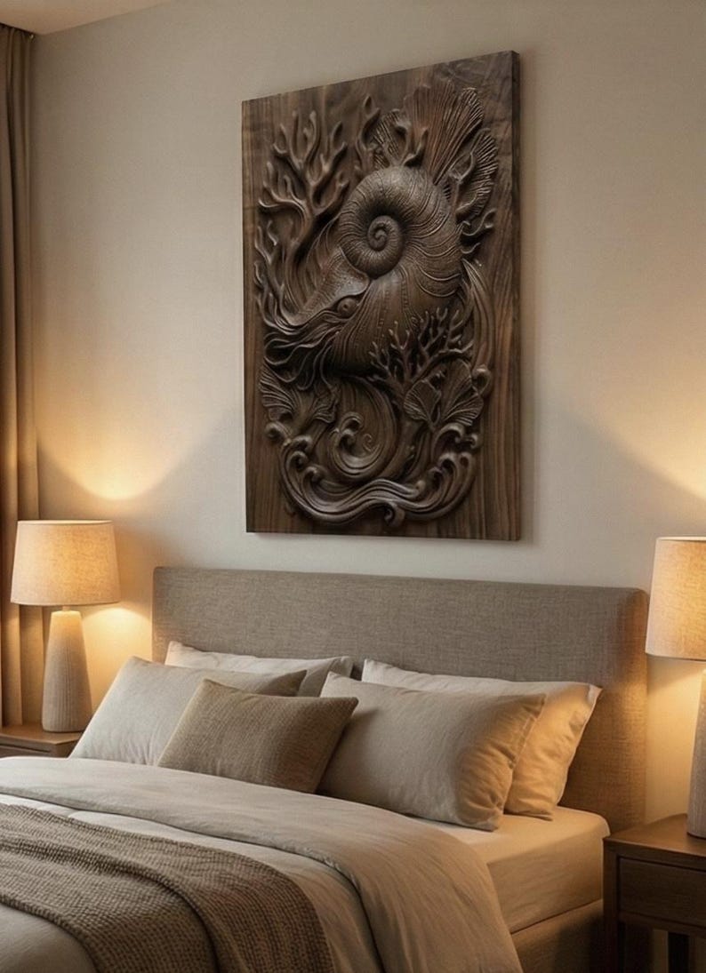 Nautilus 3D Relief – STL File for CNC & 3D Printing. Ocean Wall Art. - Etsy