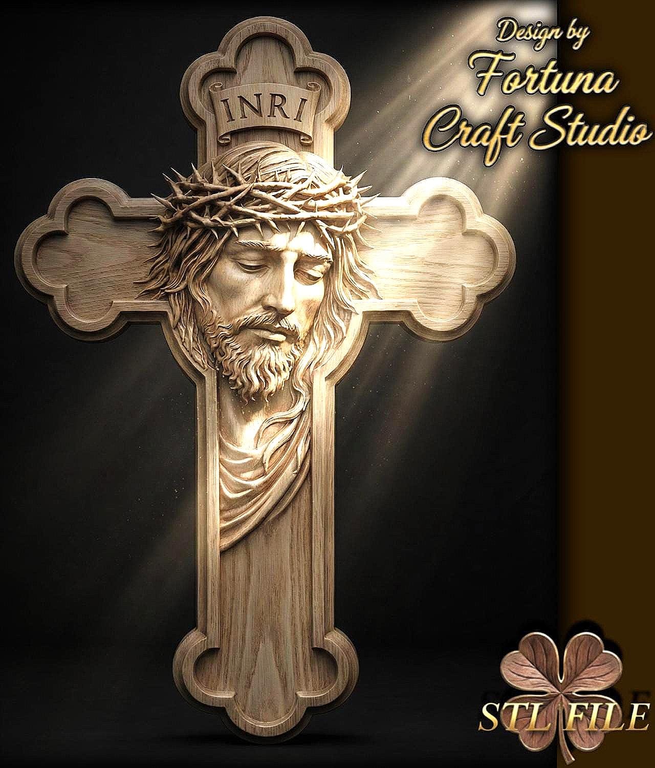 Jesus Cross 3D Relief – STL File for CNC & 3D Printing. Religious Wall ...
