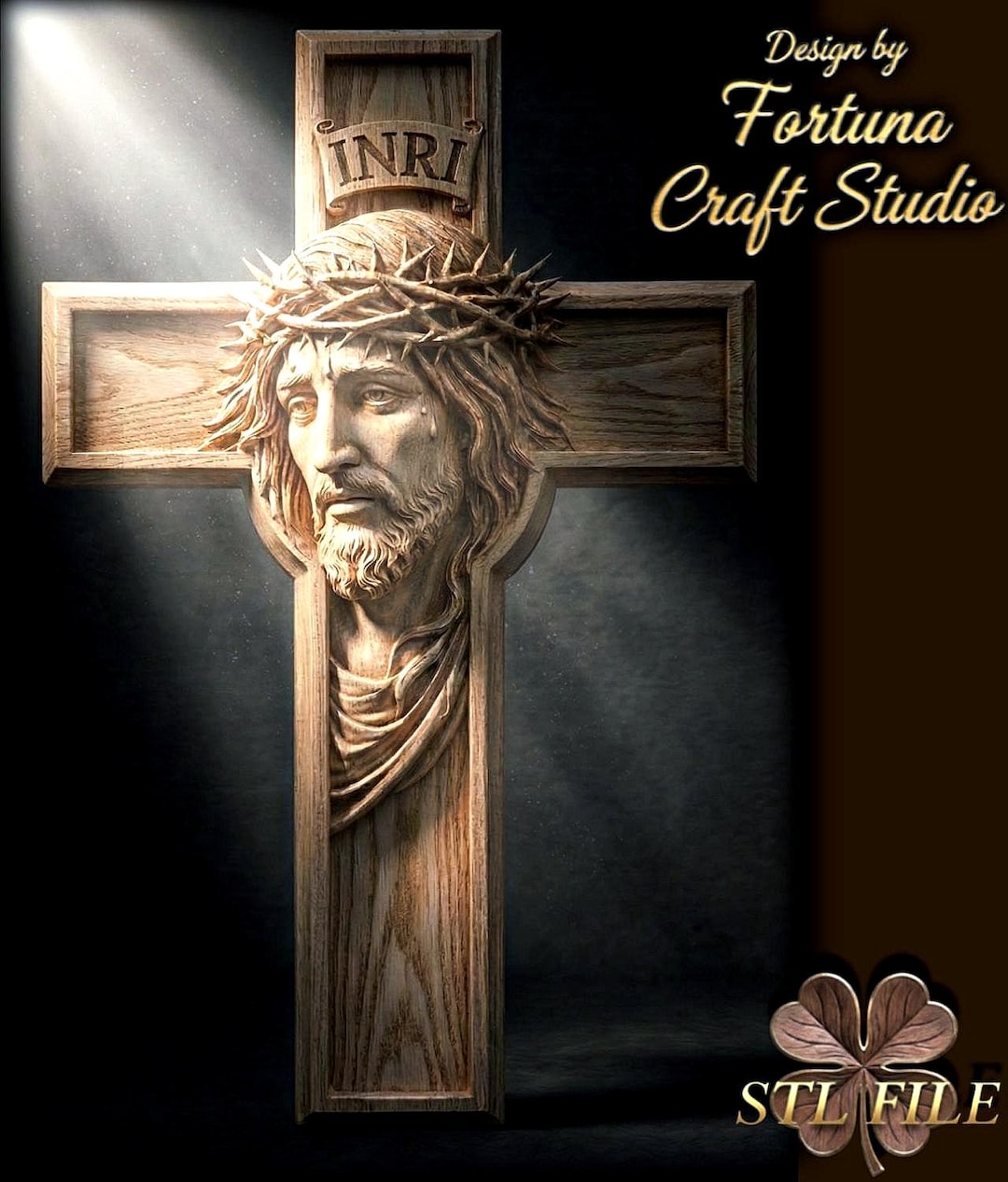 Jesus Cross 3D Relief – STL File for CNC & 3D Printing. Religious Wall ...