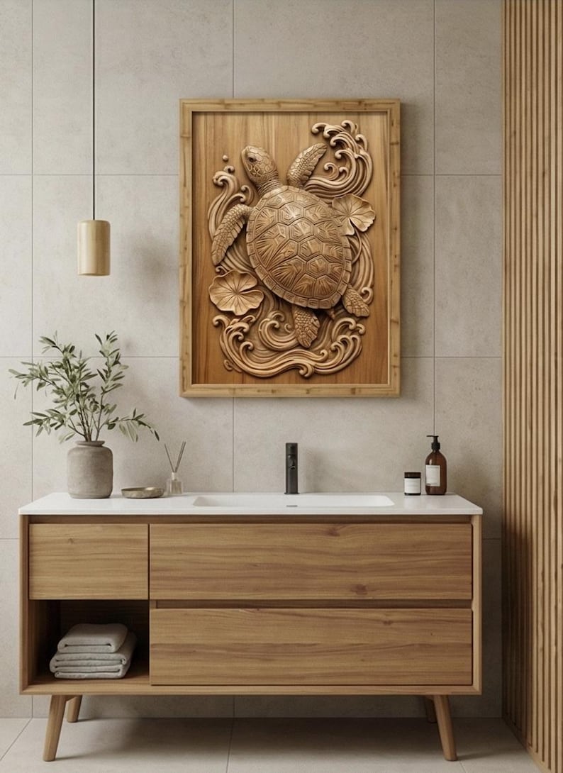 Sea Turtle 3D Relief – STL File for CNC & 3D Printing. Ocean Wall Art ...