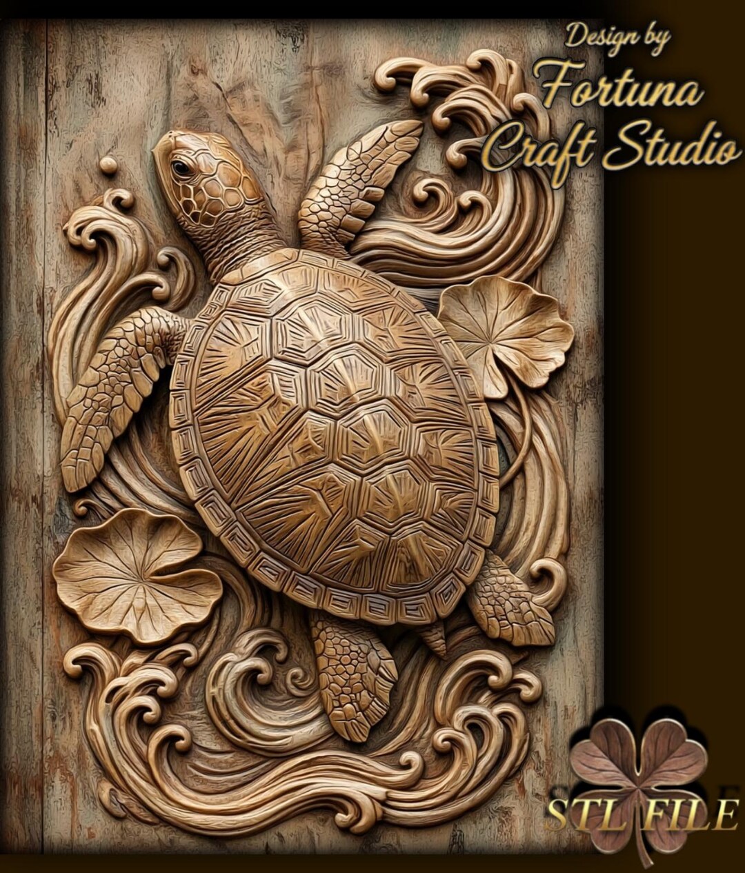 Sea Turtle 3D Relief – STL File for CNC & 3D Printing. Ocean Wall Art ...