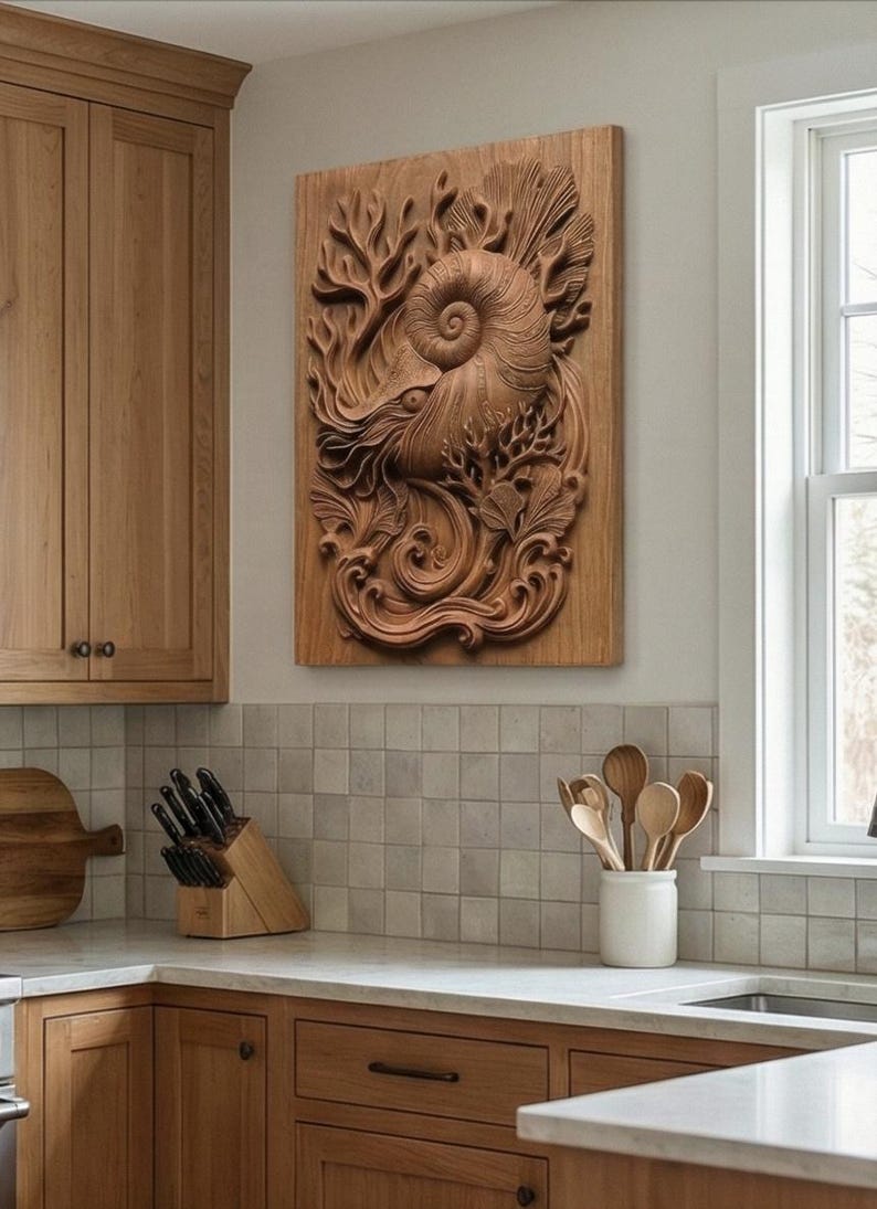 Nautilus 3D Relief – STL File for CNC & 3D Printing. Ocean Wall Art ...