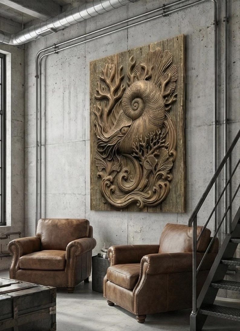 Nautilus 3D Relief – STL File for CNC & 3D Printing. Ocean Wall Art. - Etsy