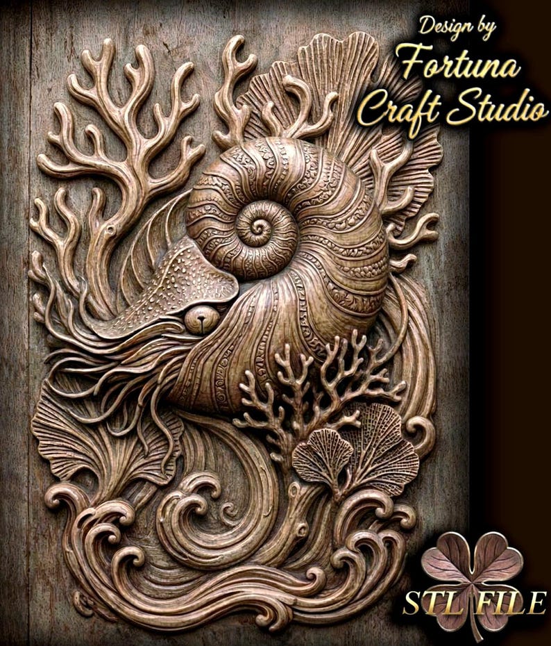 Nautilus 3D Relief – STL File for CNC & 3D Printing. Ocean Wall Art. - Etsy