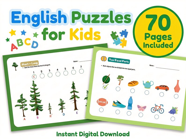 English Puzzle Worksheets Printable PDF | Preschool Kindergarten ...