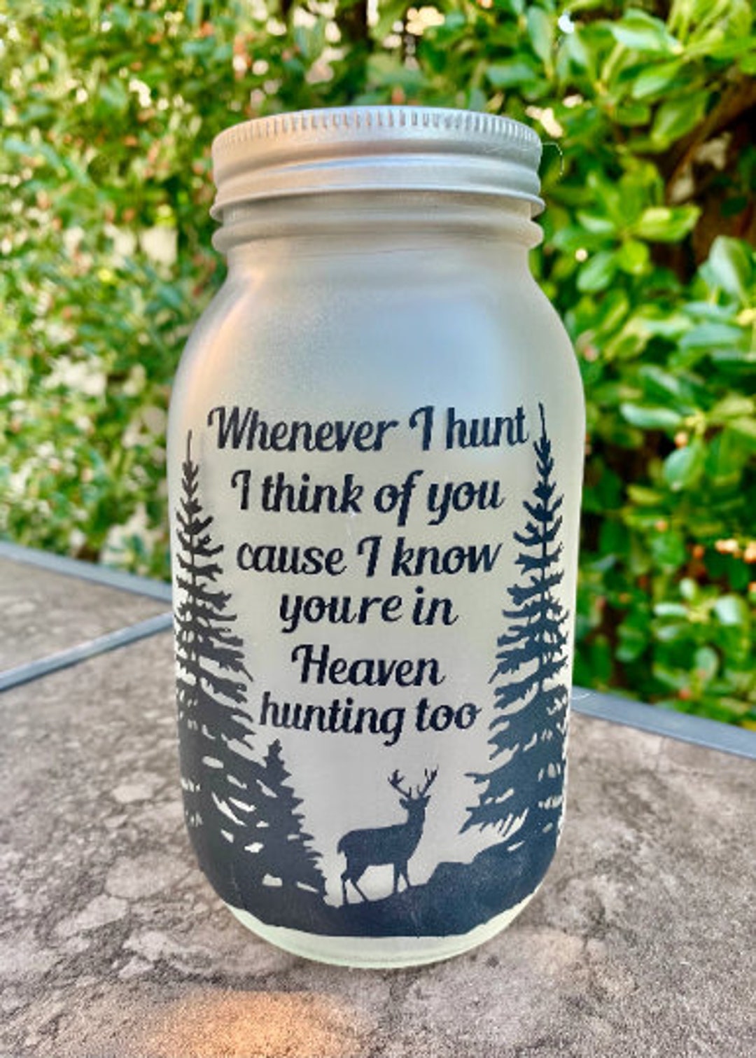 HUNTING Grave Memorial Mason Jar Light With Hanger, Special Memorial ...