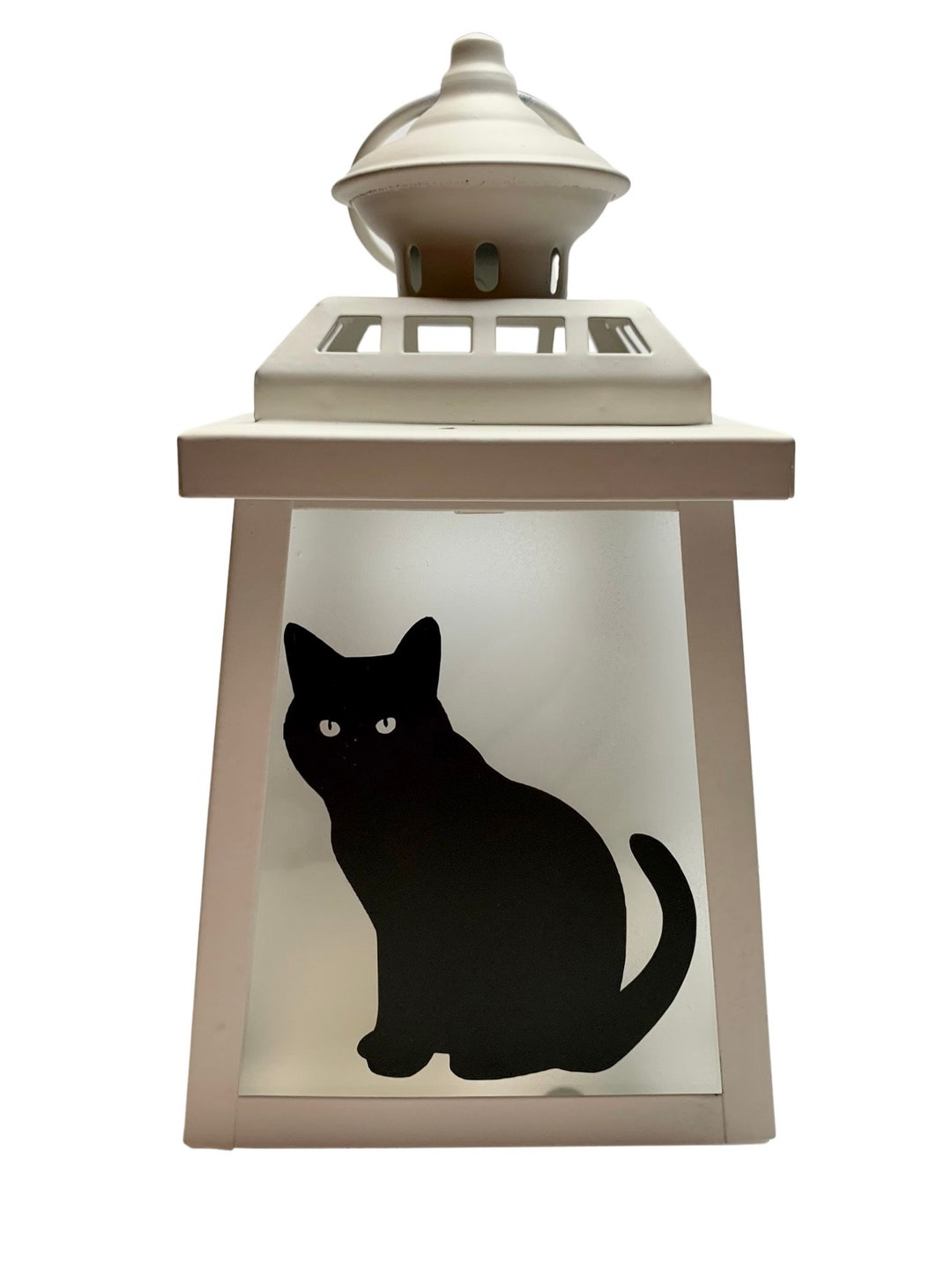 KITTY CAT Silhouette LED Metal Lantern, Choice of Frosted or Clear ...