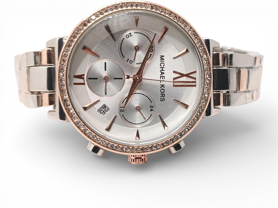 Used Rose-gold Chronograph Watch – Crystal Bezel, Silver Dial - Etsy ...