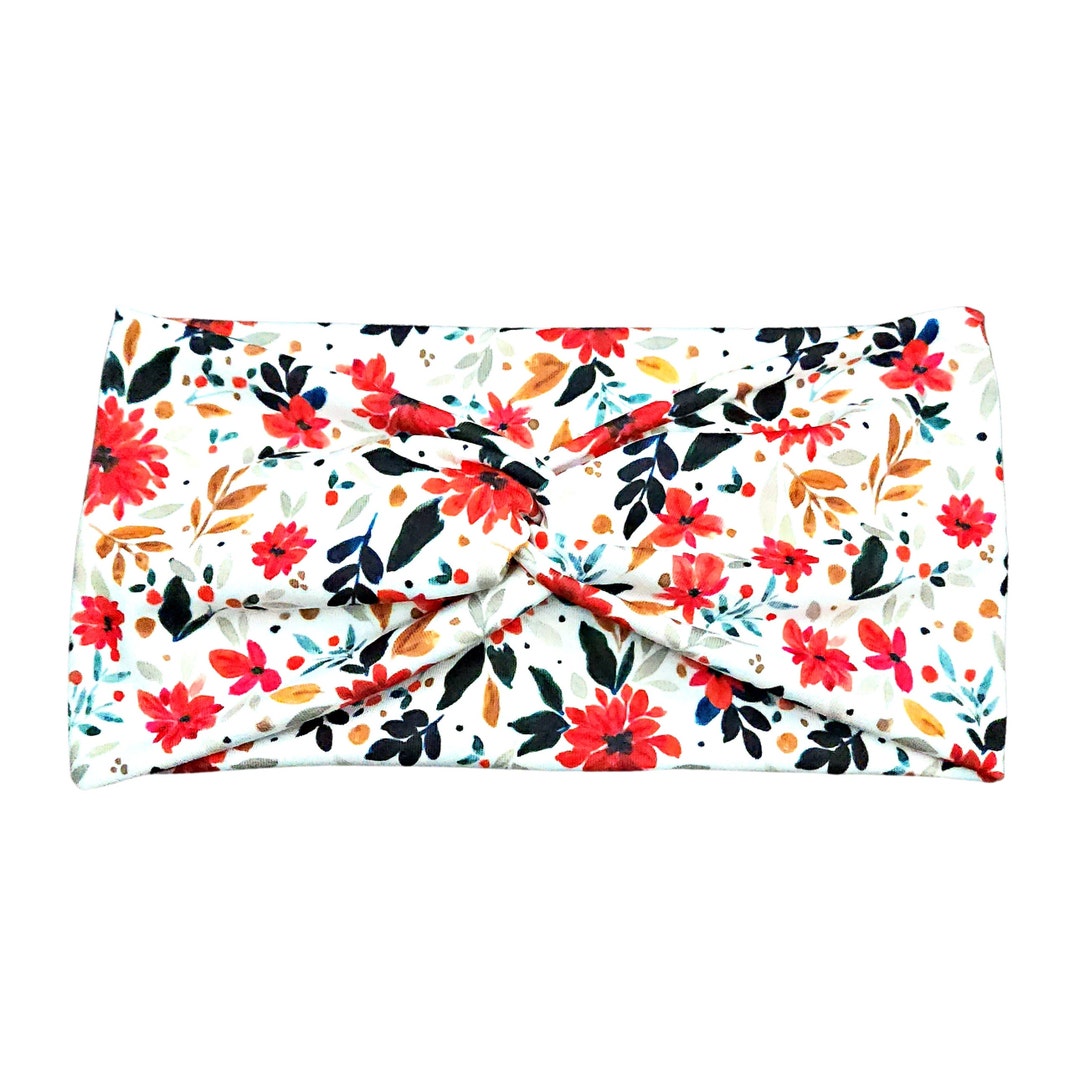 4th of July Wide Red Flower Boho Headband for Women, Floral Cottage ...