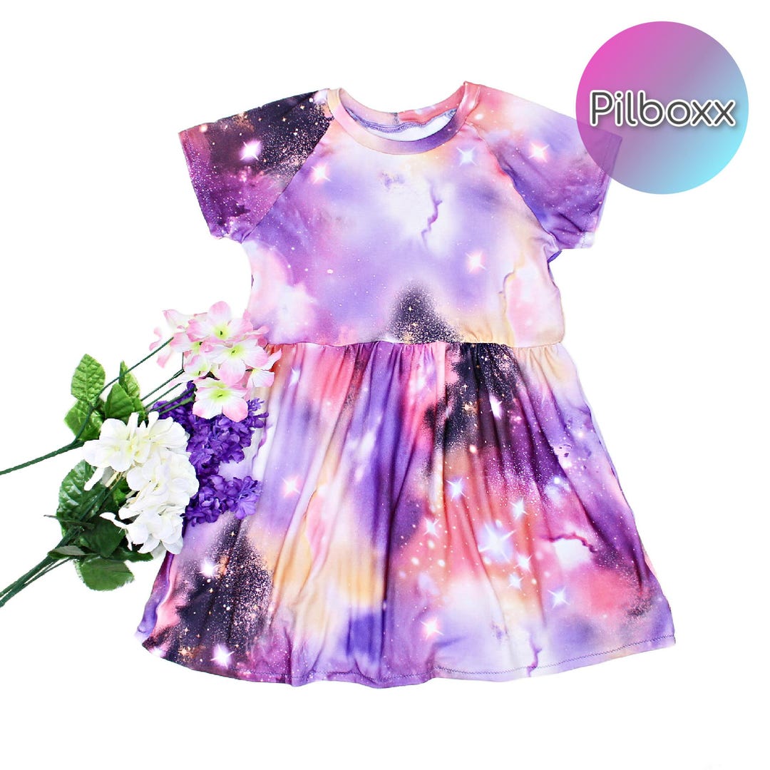 Purple Space Dress for Girls, Baby Doll Toddler Dress, Casual Sundress ...