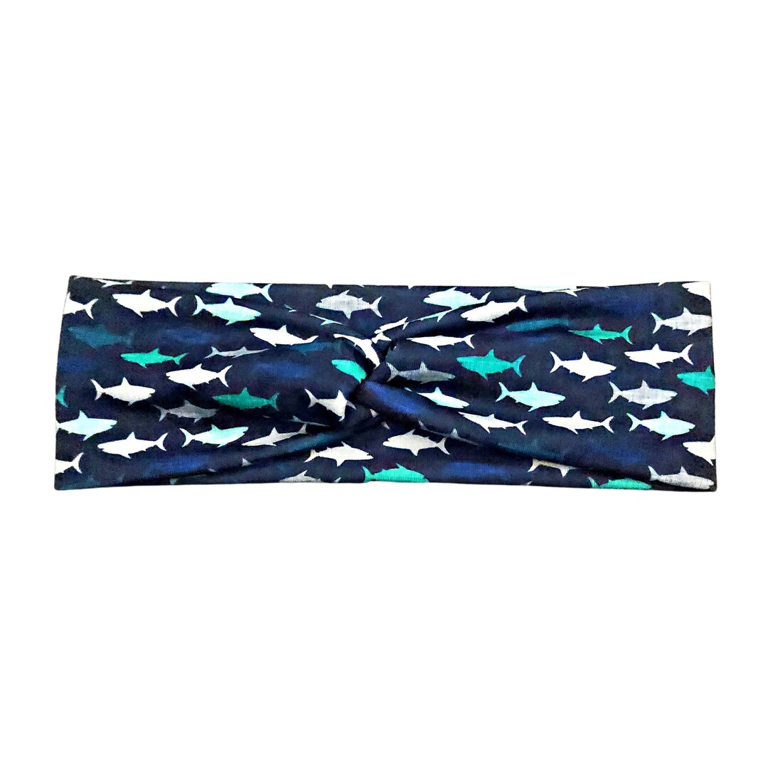 Shark Headband for Women, Teal Blue Abstract Hair Accessory, Boho Twist ...