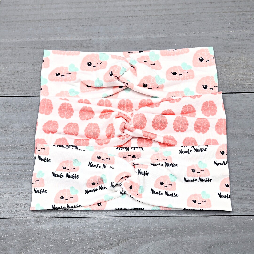 Neuro Nurse Headband With Buttons, Brain Print Hair Accessory, Mental ...