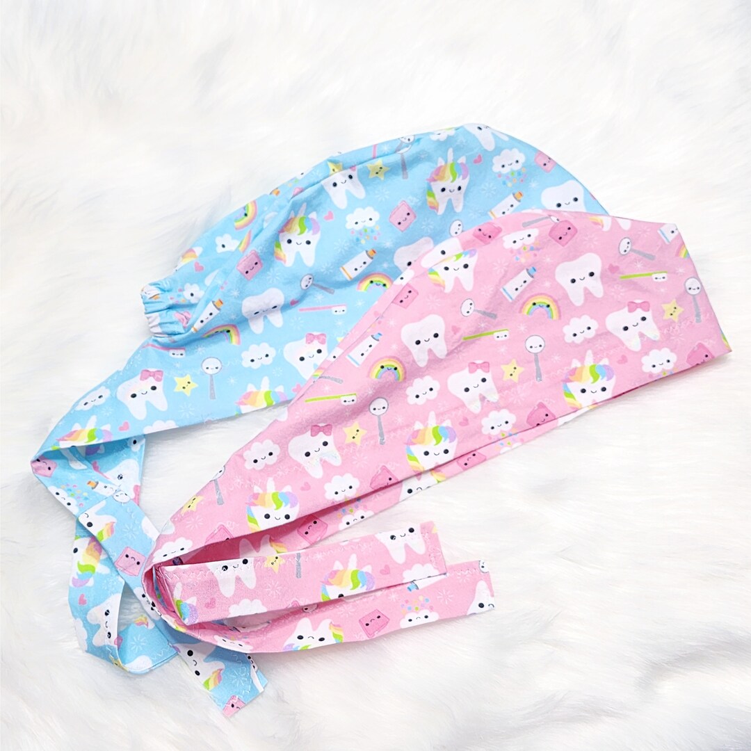 Unicorn Teeth Dental Scrub Cap, Pink or Blue - Etsy