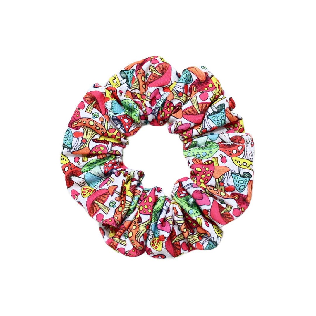 Colorful Mushroom Scrunchie, Psychedelic Mushroom Hair Tie, Rainbow ...