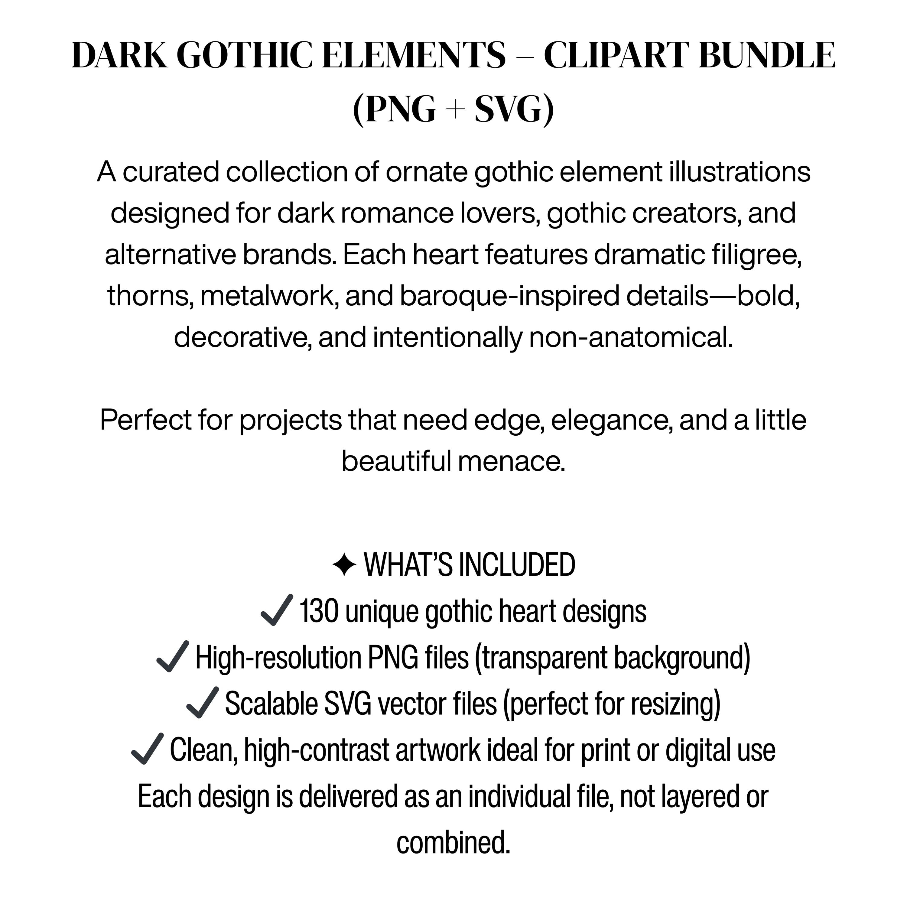 Gothic Elements Clipart Bundle SVG PNG, Dark Romance, Baroque Gothic ...