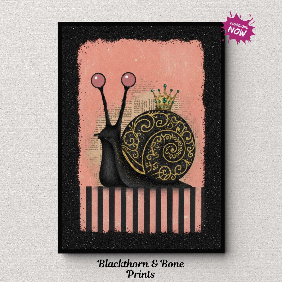 Snail Wall Art Printable, Whimsigoth Gothic Decor, Cute Spooky Digital ...