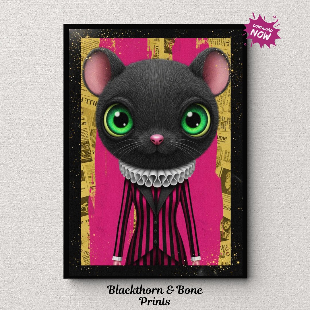 Spooky Cute Mouse Wall Art Printable, Whimsigoth Pink Goth Decor ...