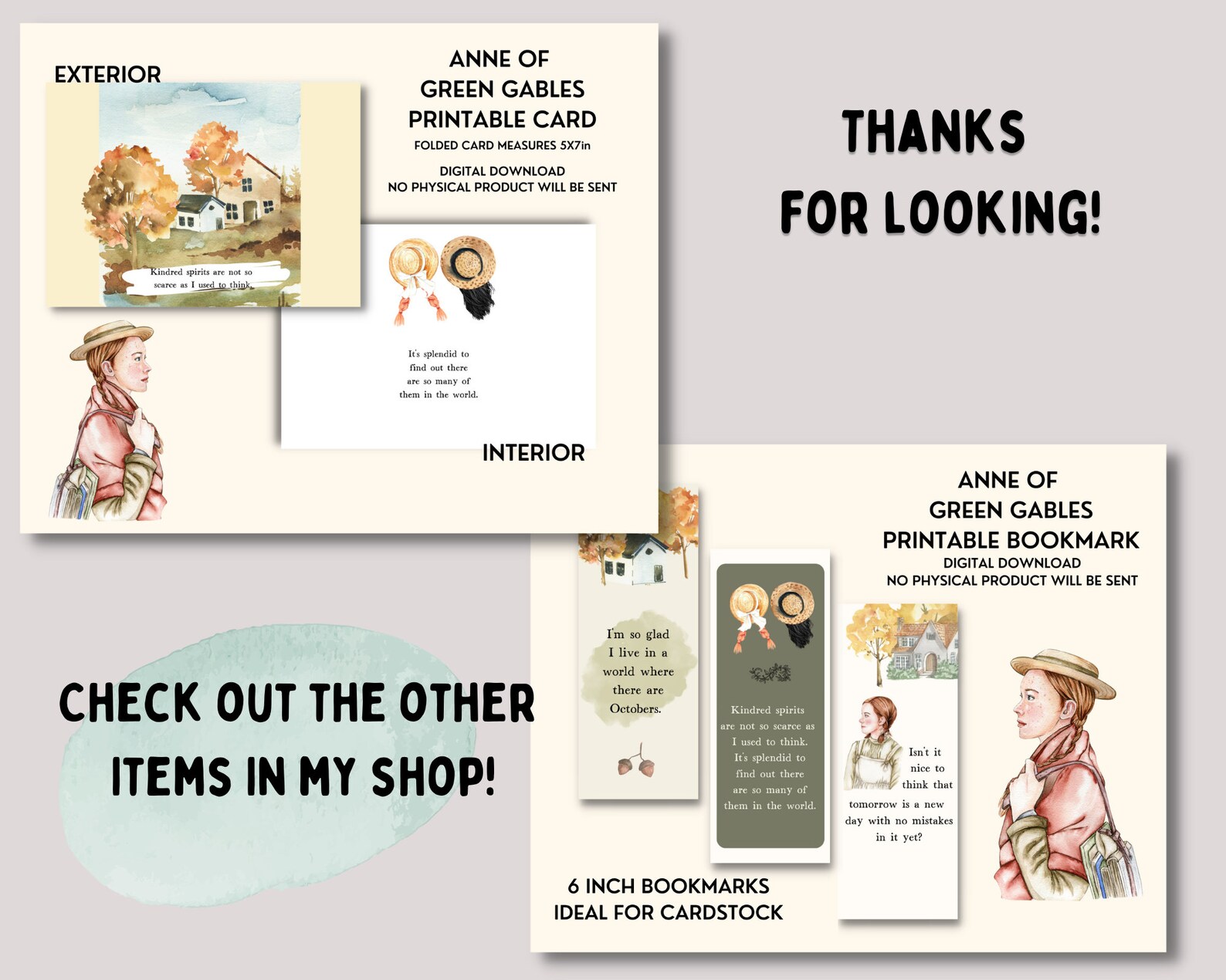 Anne of Green Gables Stationary | Printable Digital Download - Etsy