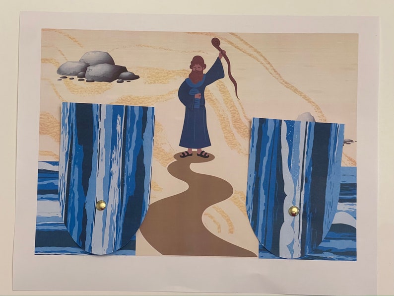 Moses Parts the Red Sea Bible Craft | No Glue Craft! - Etsy
