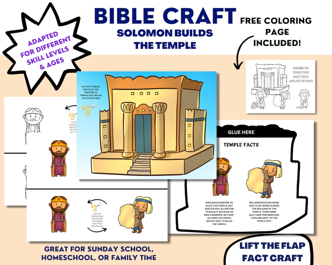 Solomon Builds the Temple | Bible Story Craft | Lift the Flap Activity ...
