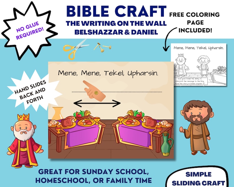 Writing on the Wall Daniel Bible Craft | No Glue Classroom Craft! - Etsy
