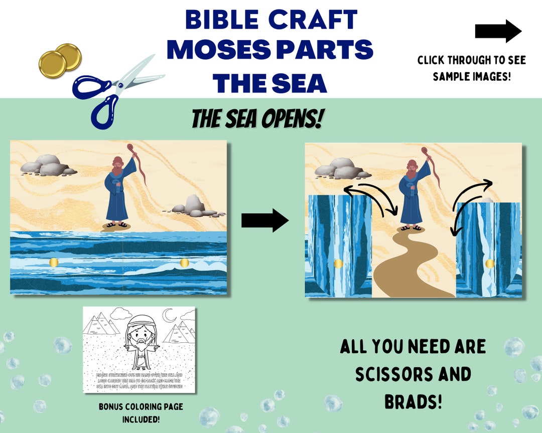 Moses Parts the Red Sea Bible Craft | No Glue Craft! - Etsy