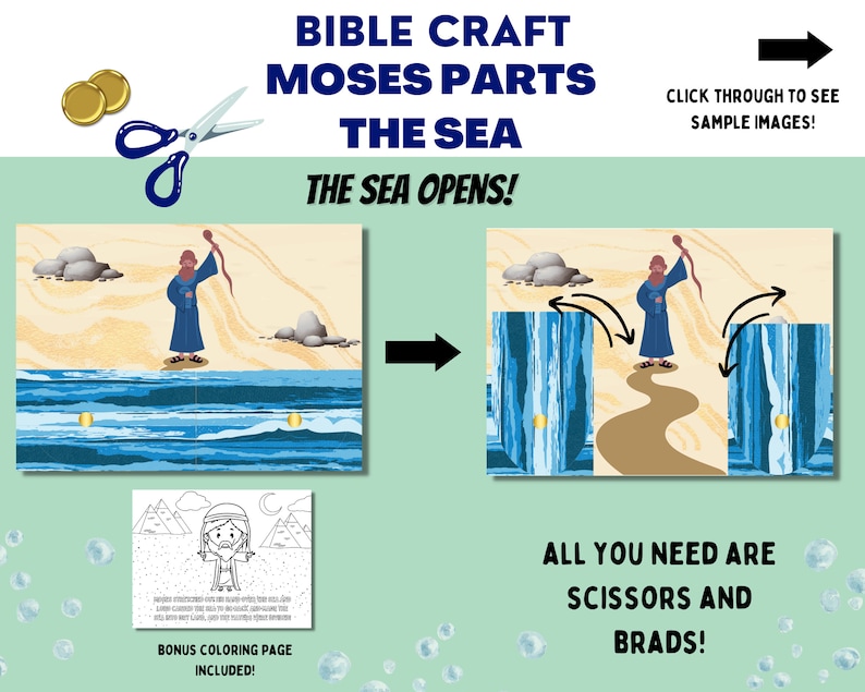 Moses Parts the Red Sea Bible Craft | No Glue Craft! - Etsy