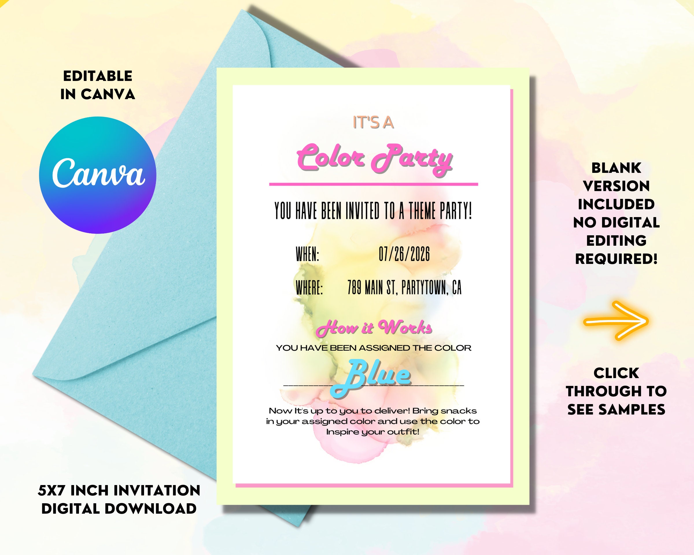 Color Party Invitation | Rep Your Color Party Invitation | Editable in ...