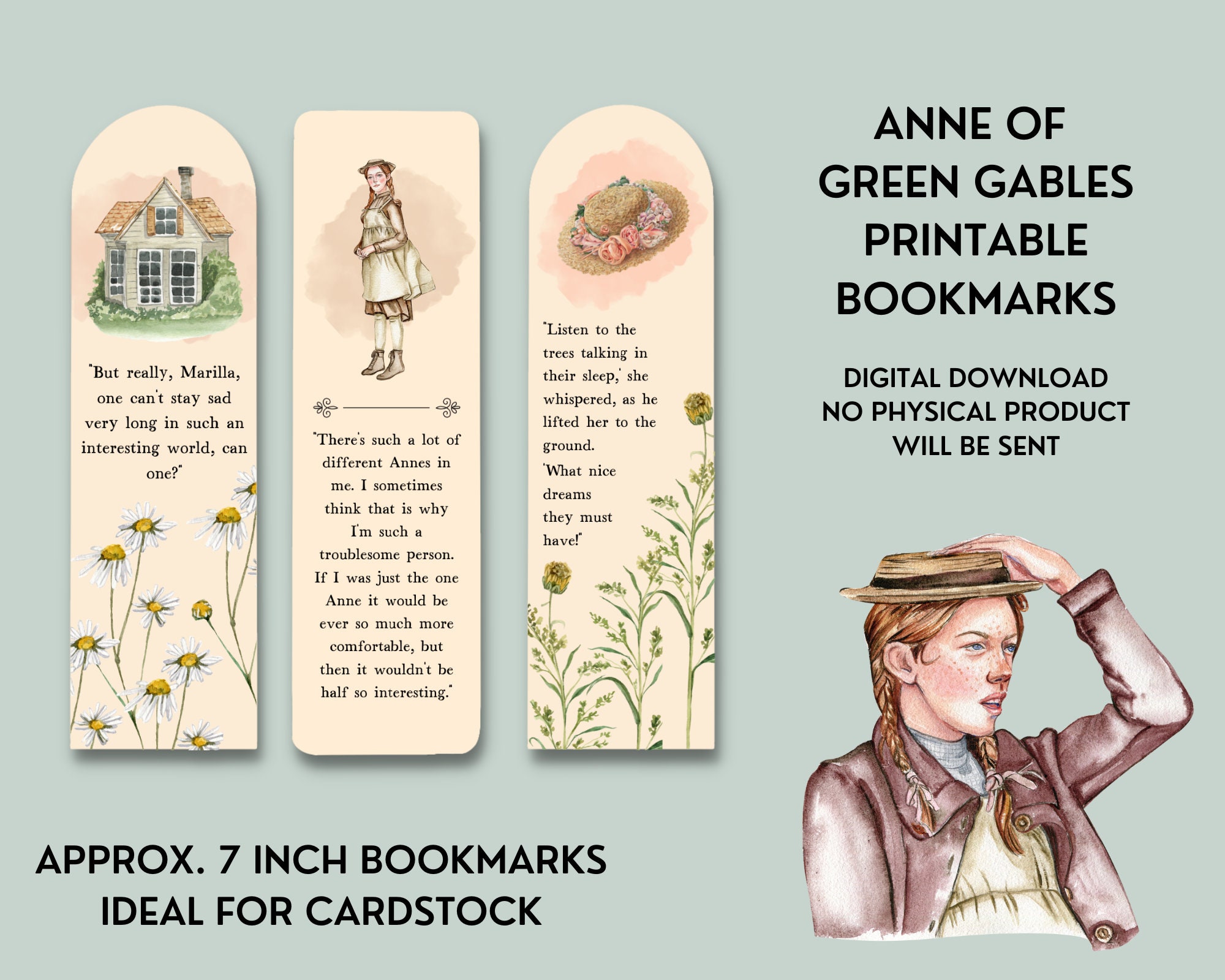 Anne of Green Gables Digital Bundle | Printable Bookmarks, Stationary ...