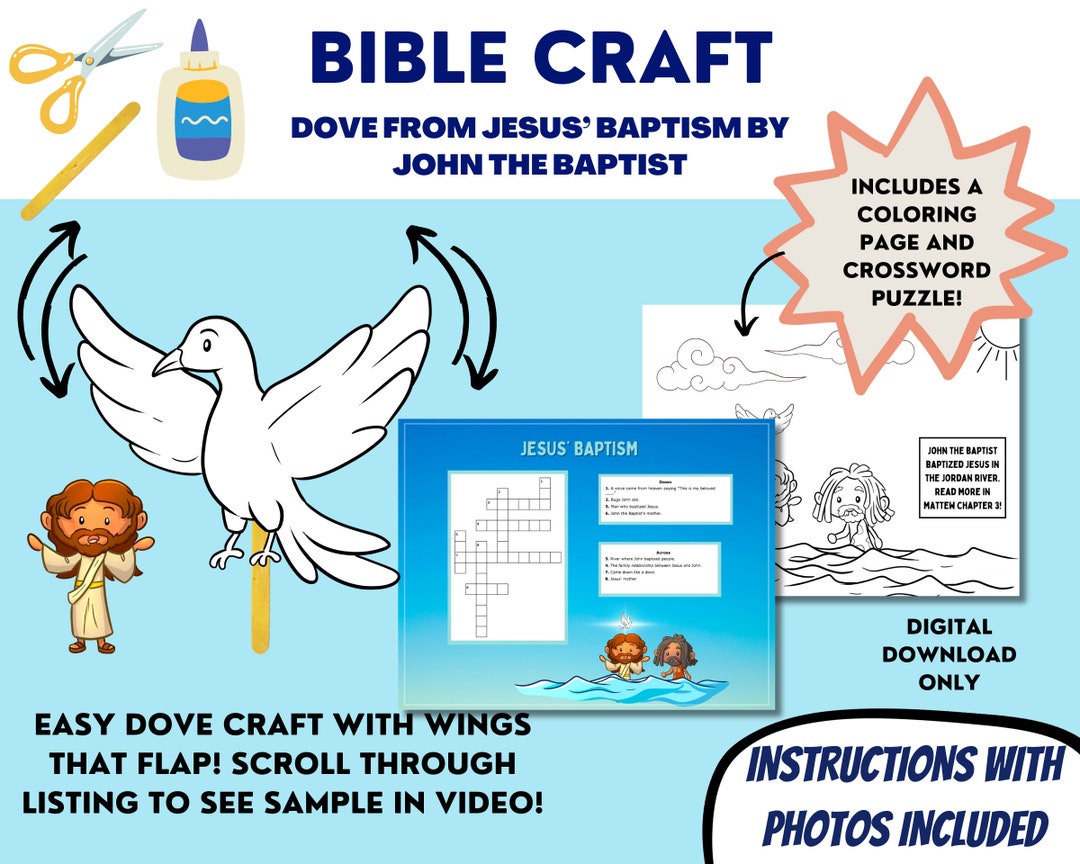 Jesus Baptism by John the Baptist Craft | Easy Dove Craft With Flapping ...