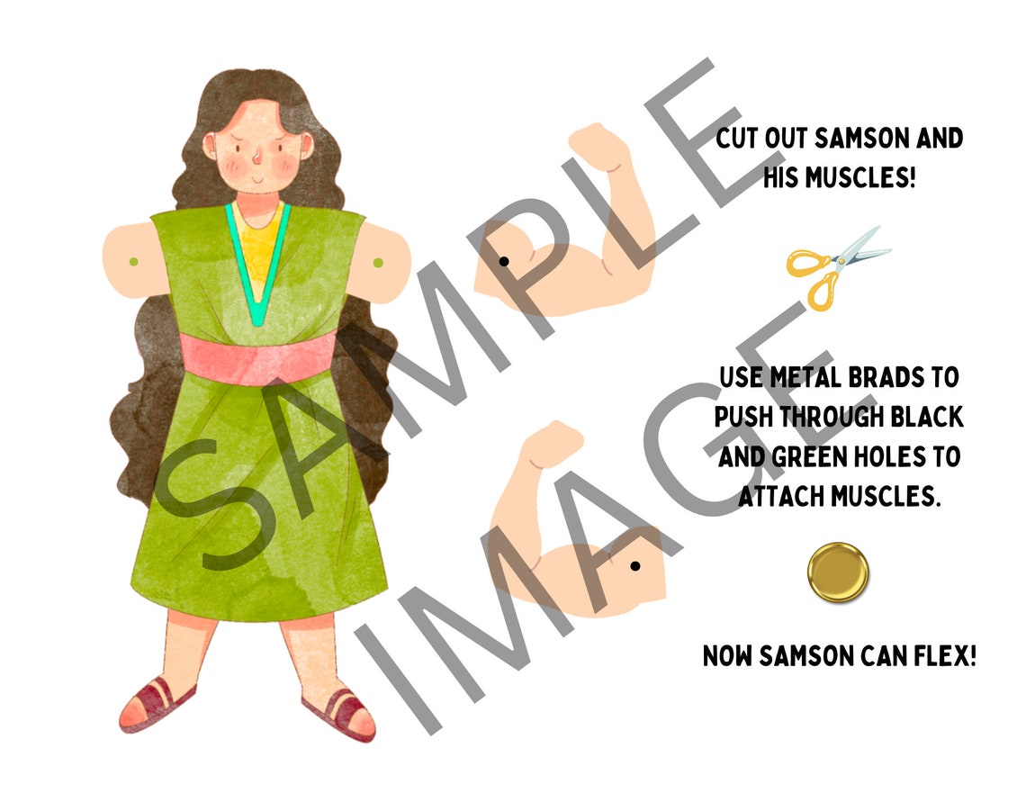 Samson Bible Craft | Simple Cut and Attach Craft With Coloring Page - Etsy