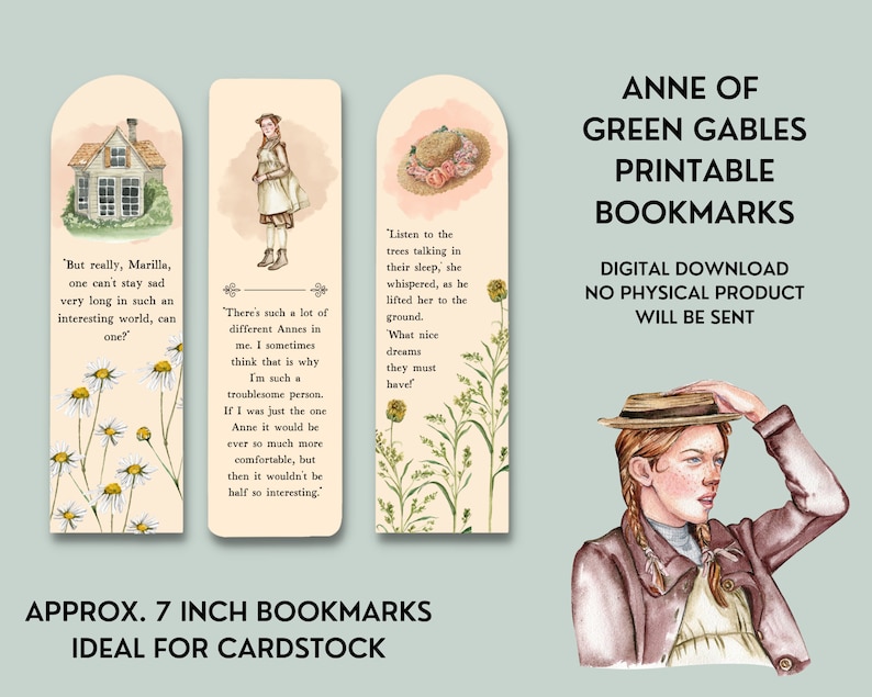 Anne of Green Gables Printable Bookmarks | Collection 2 - Etsy