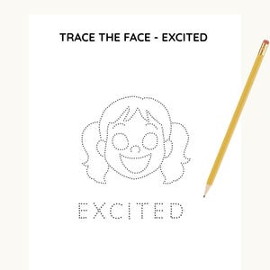 Trace the Face – Excited | Emotion Tracing Worksheet for Preschool ...