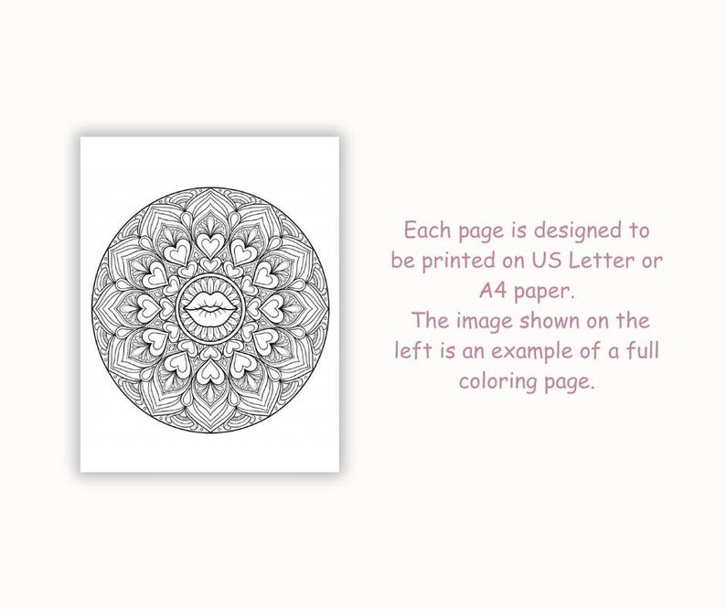 Valentine Mandala Coloring Pages | Self Love Printable for Adults ...