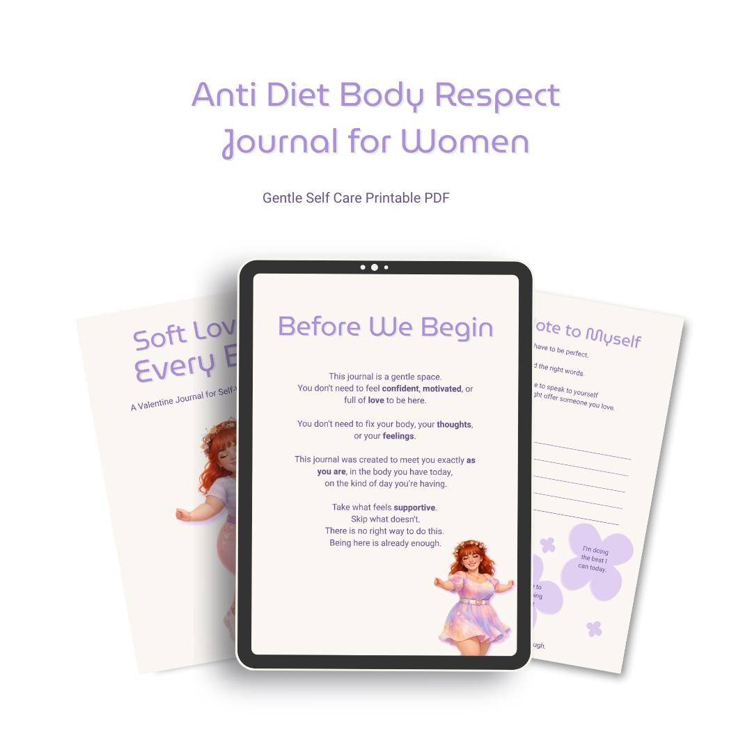 Anti Diet Body Respect Journal for Women | Gentle Self Care Printable ...