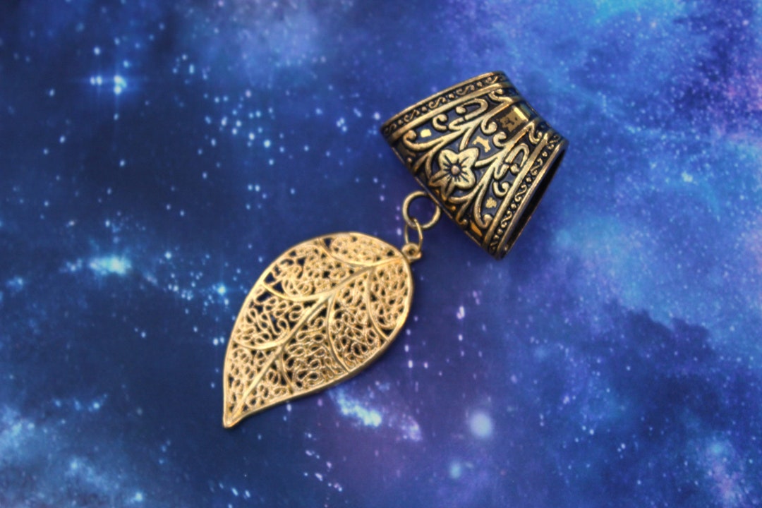 Leaf Scarf Slider With Floral Bail - Scarf Jewelry for Silk or Cotton ...