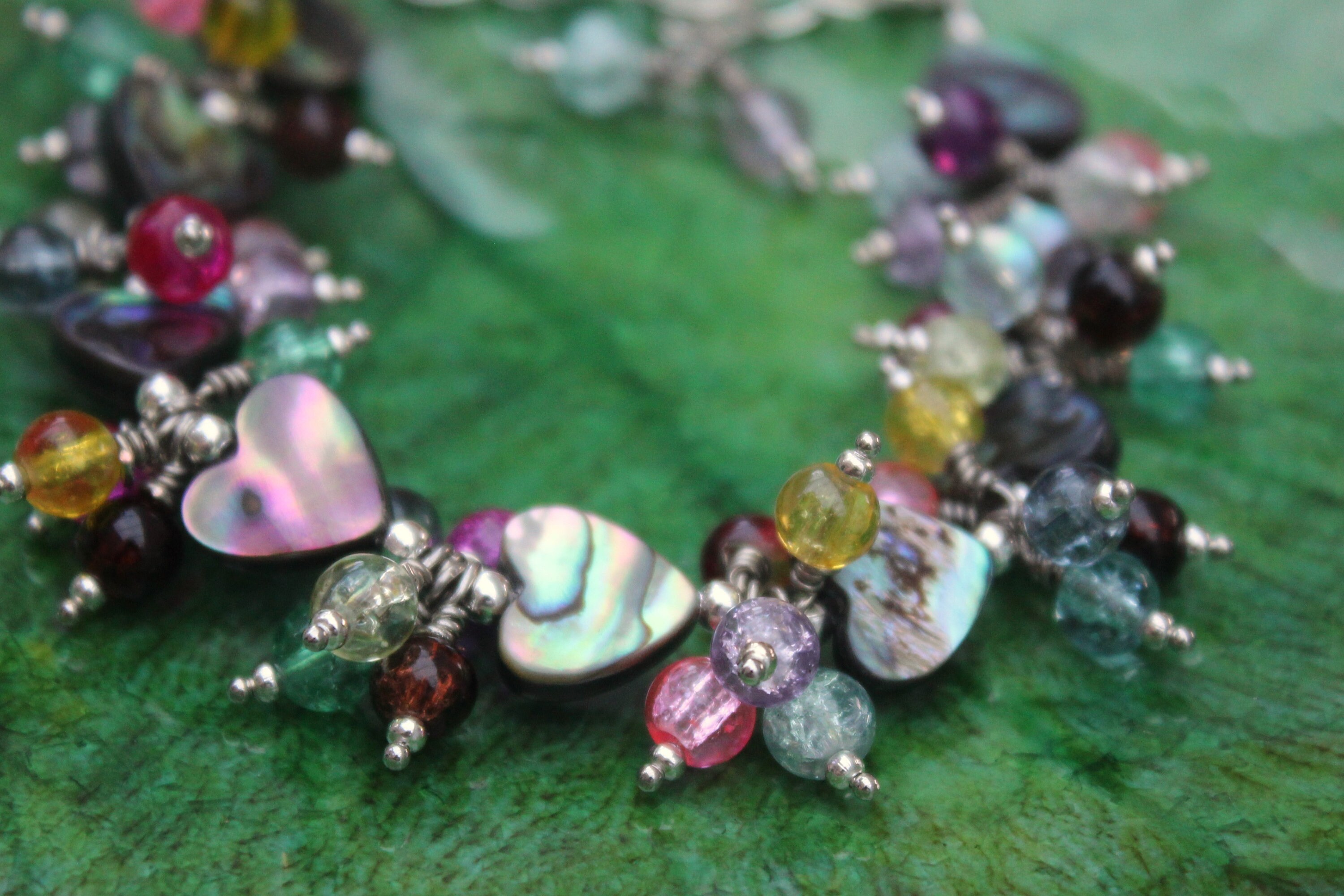 Rainbow Abalone Shell Heart Bracelet Colorful And Romantic Jewelry