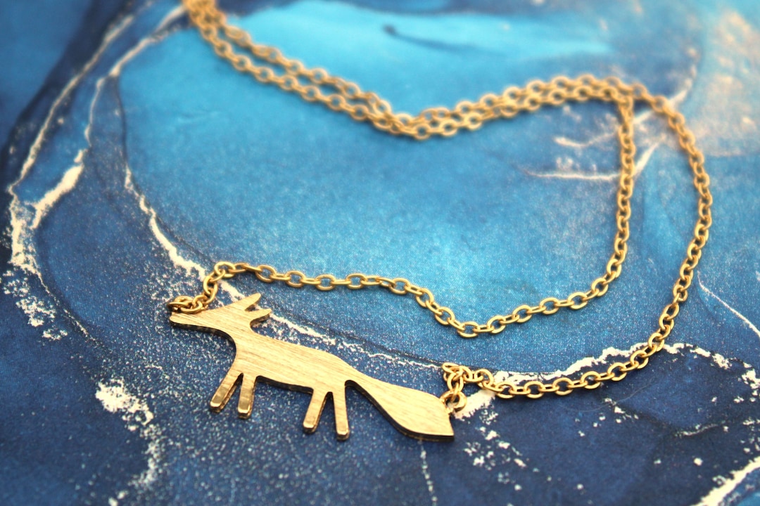 Brushed Gold Fox Necklace With Adjustable Chain - Cute and Clever Fox ...