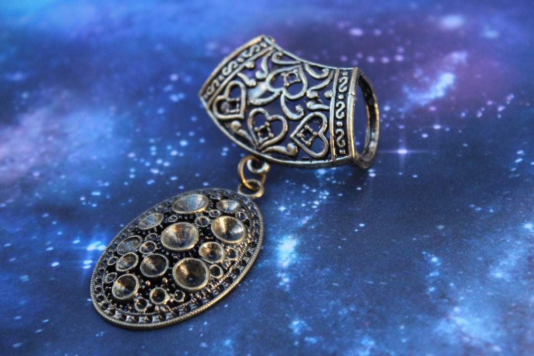 Decorative Oval Scarf Slider With Heart Bail - Scarf Jewelry for Silk ...