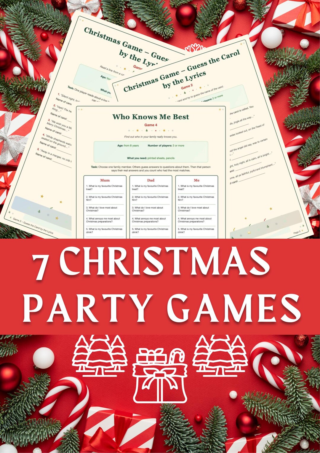 Christmas Family Quiz Printable | Holiday Trivia Game | Xmas Party Game ...