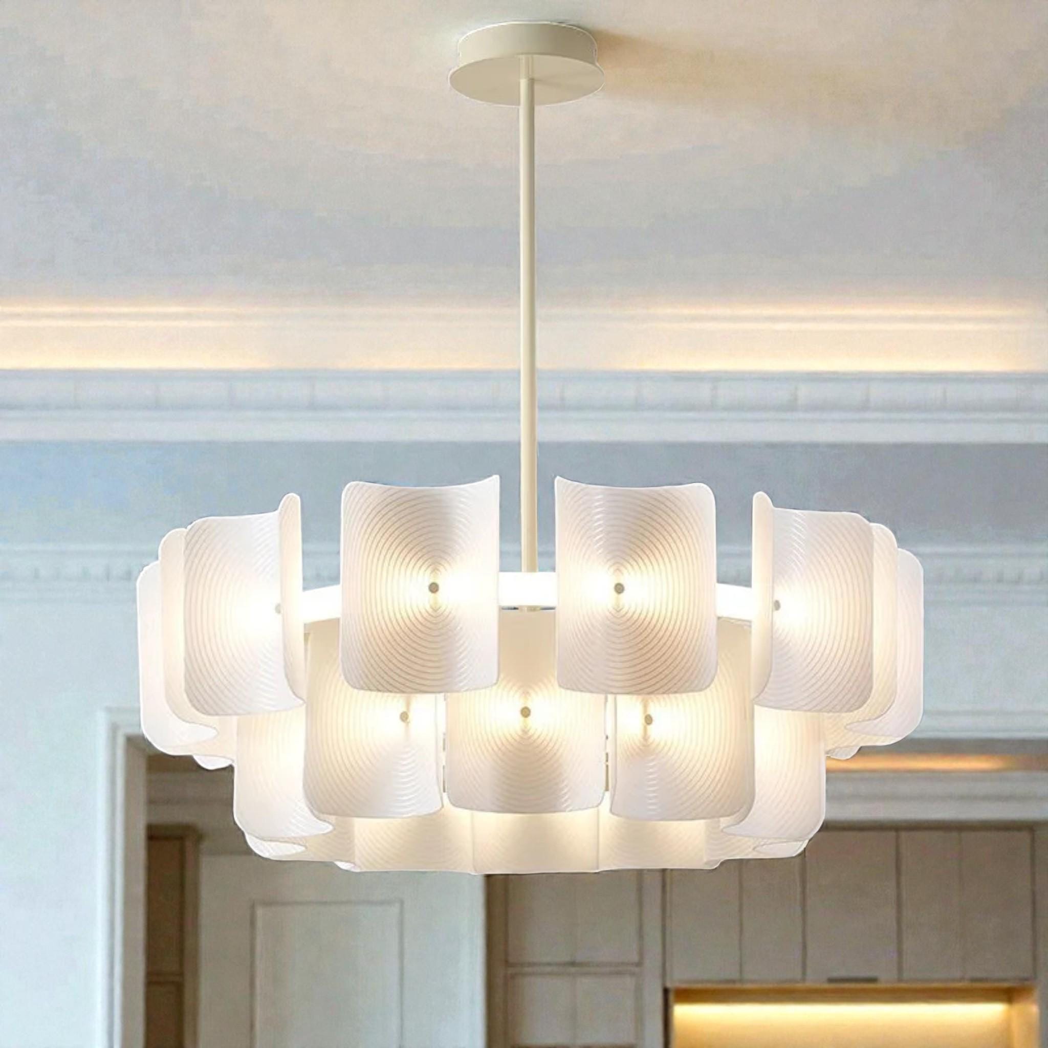 White Large Chandelier, Minimalist Wabi Sabi Acrylic Pendant Light ...