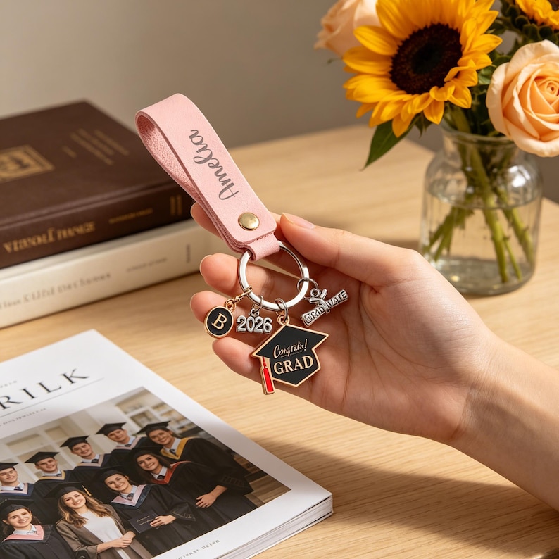 Custom Class of 2026 Graduation Gifts, Personalized Leather Keychain ...
