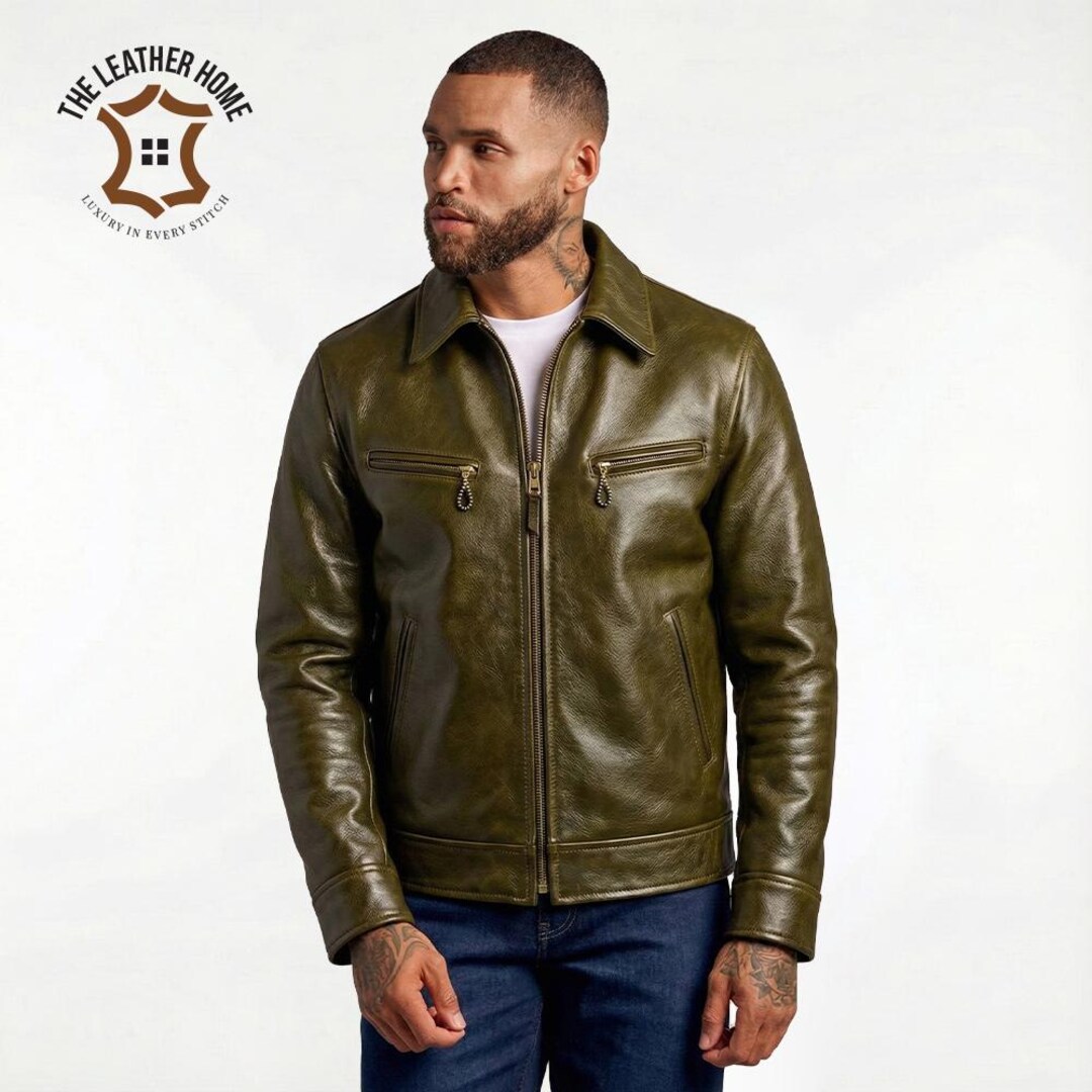 Men's Handmade Leather Jacket, Cafe Racer Moto Jacket, Pakistani ...